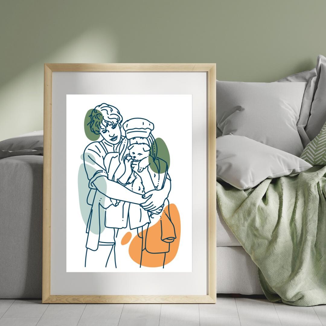 Minimalist Couple Drawing - Custom Anniversary Gift for Newlyweds ...