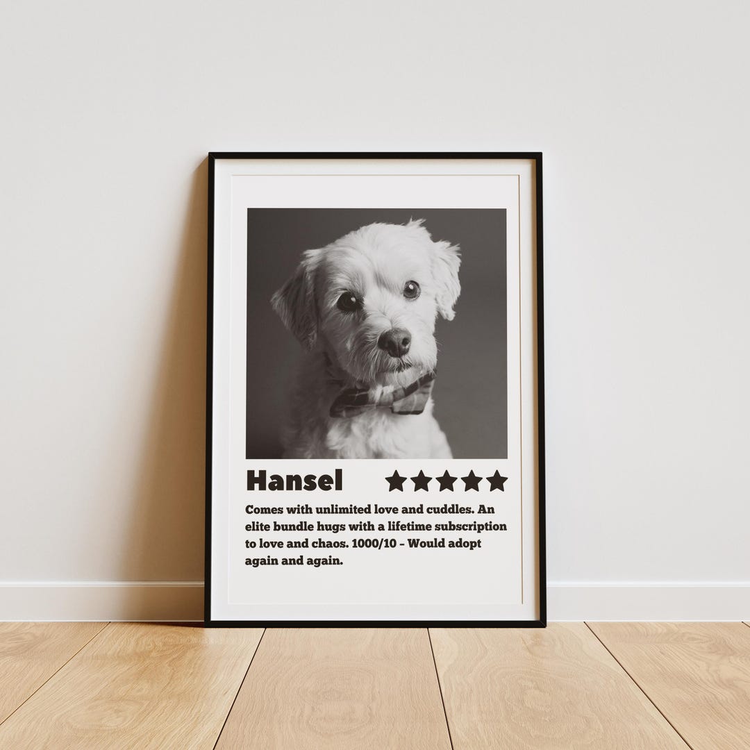 Custom Dog Wall Art, Dog Photo Prints, Pet Review Poster, Pet Portrait ...