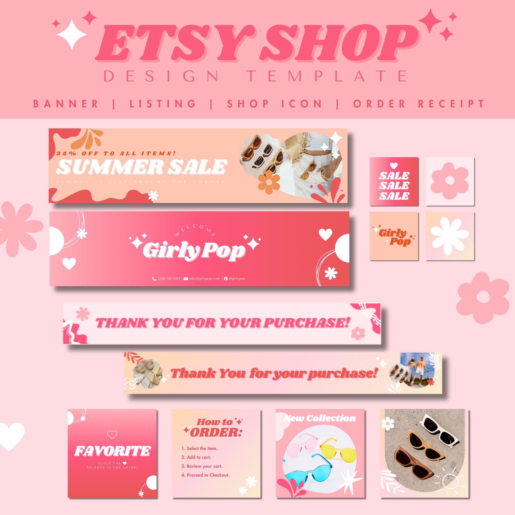 Etsy Shop Banner Design Template, Listing Template With Logo and ...