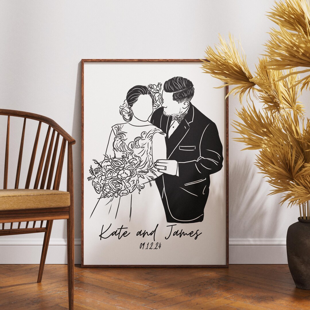 Faceless Portrait Digital Print, Personalized Wall Art, Valentines Gift ...