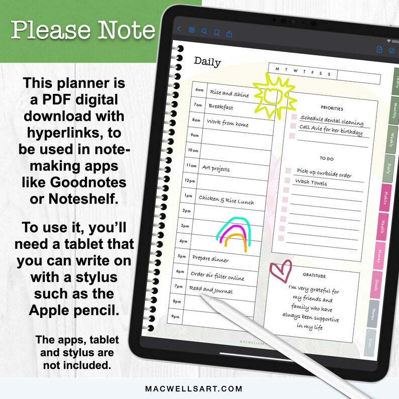 Cactus Creations Digital Planner by Macwellsart, Undated, Goodnotes ...