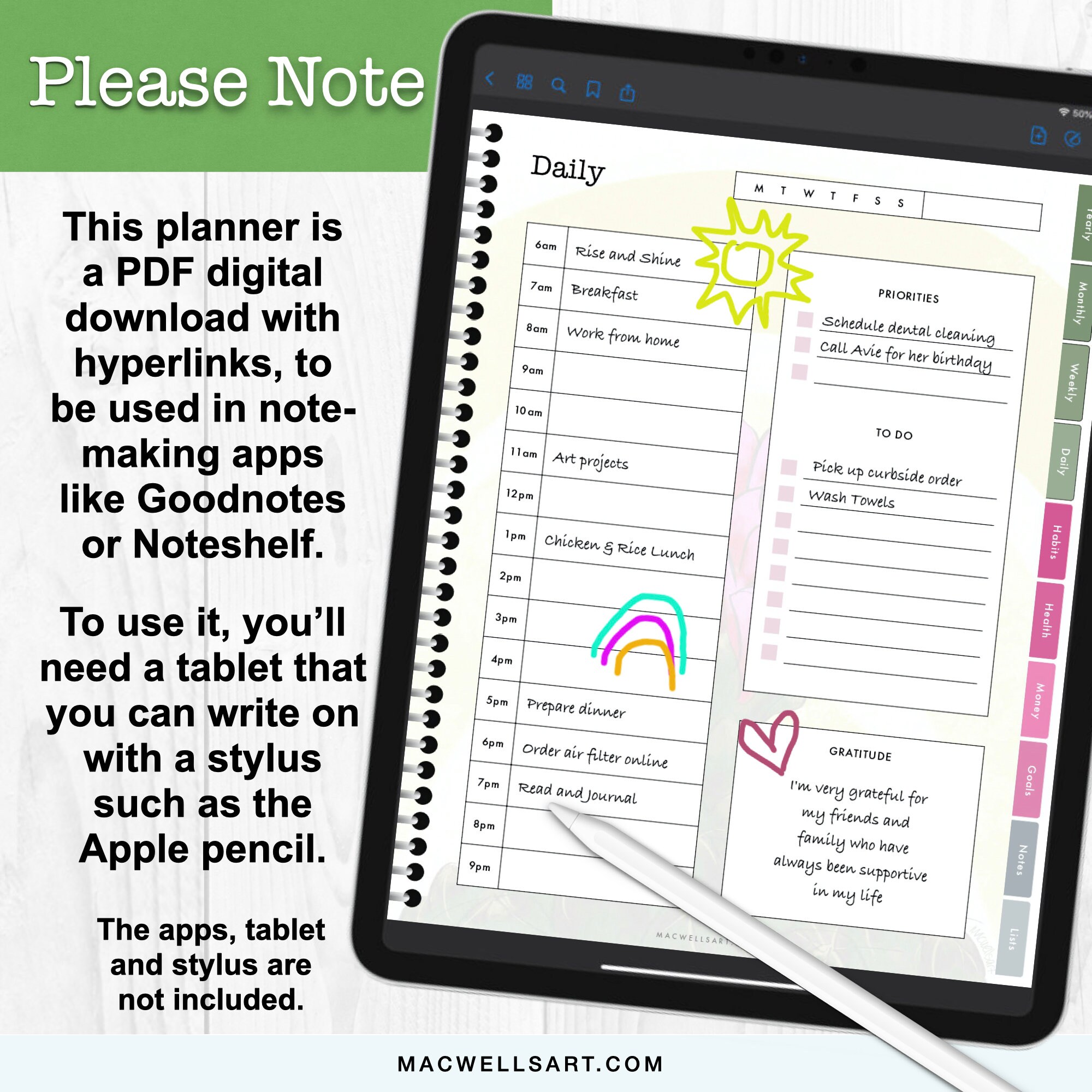 Cactus Creations Digital Planner by Macwellsart, Undated, Goodnotes ...