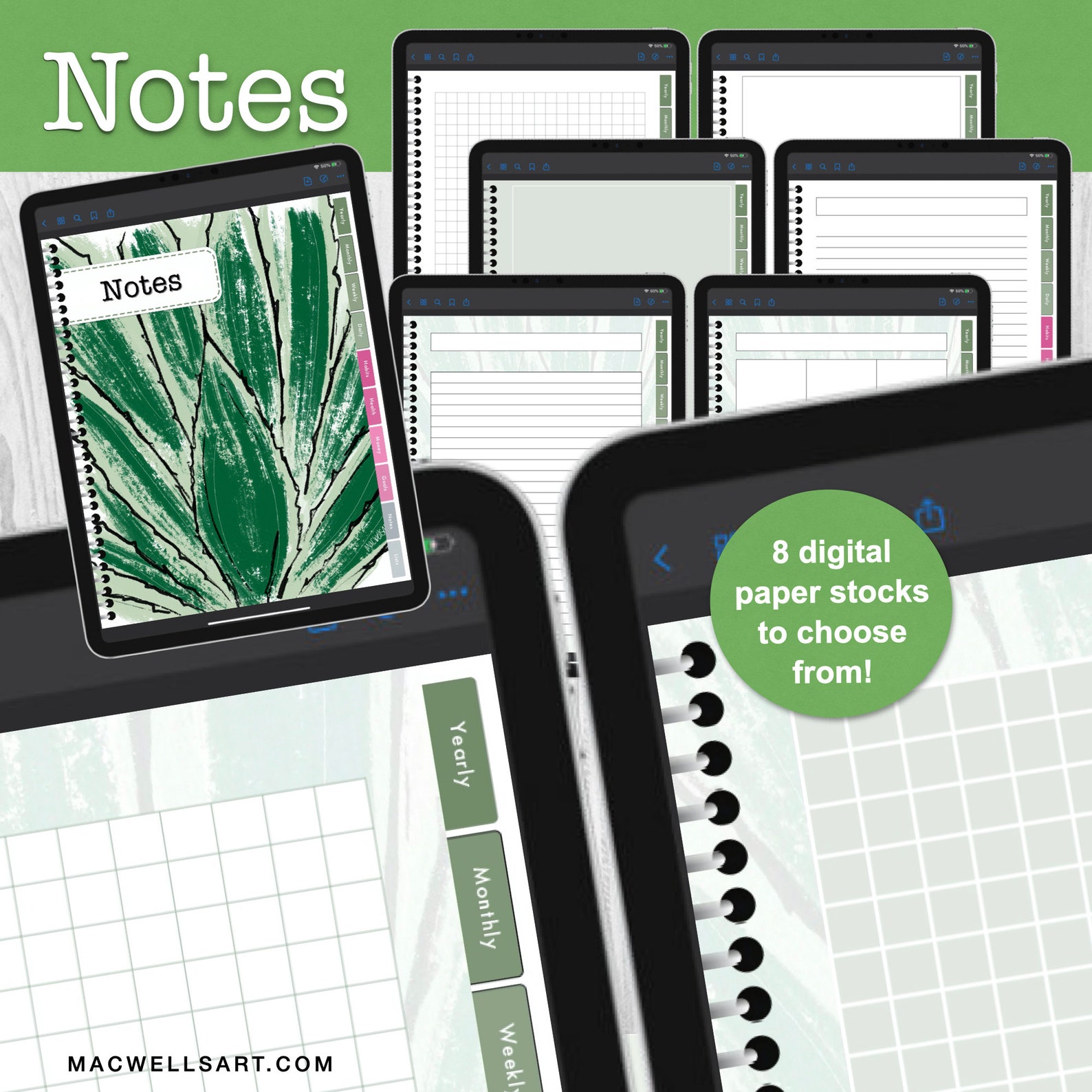Cactus Creations Digital Planner by Macwellsart, Undated, Goodnotes ...