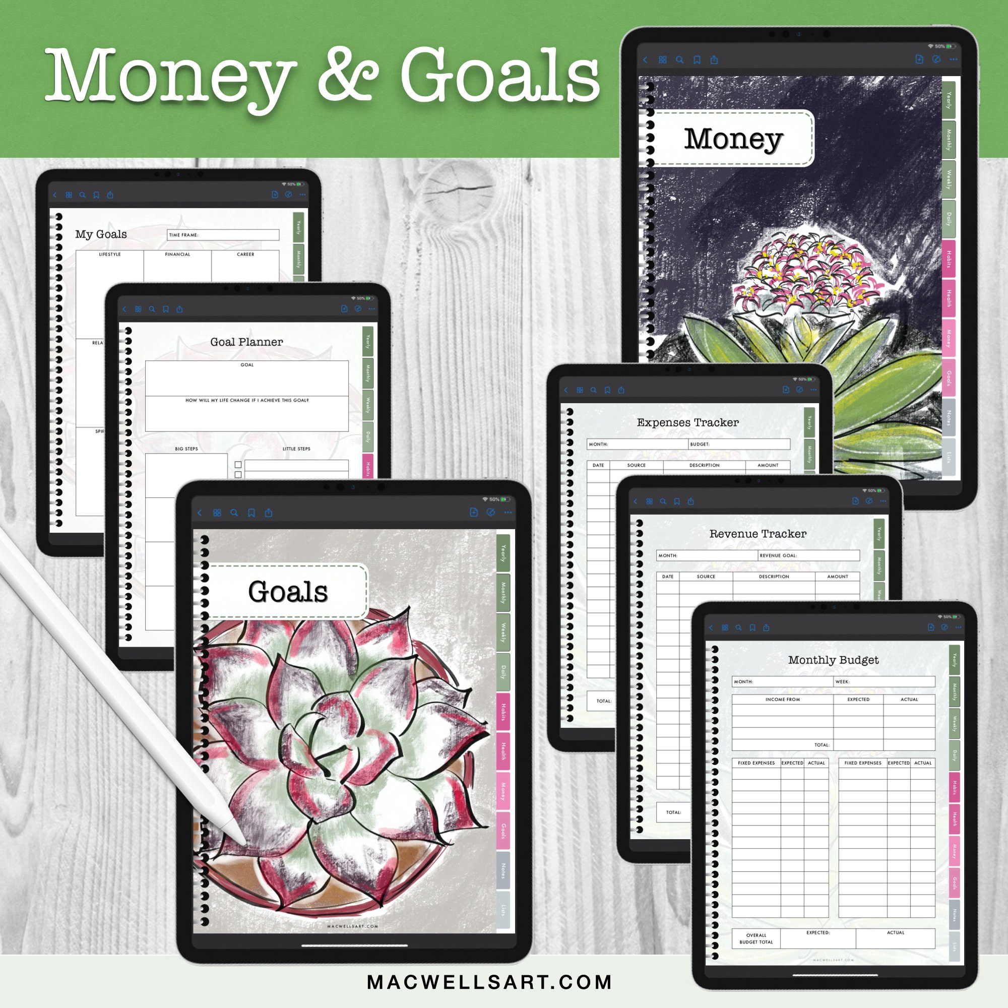 Cactus Creations Digital Planner by Macwellsart, Undated, Goodnotes ...