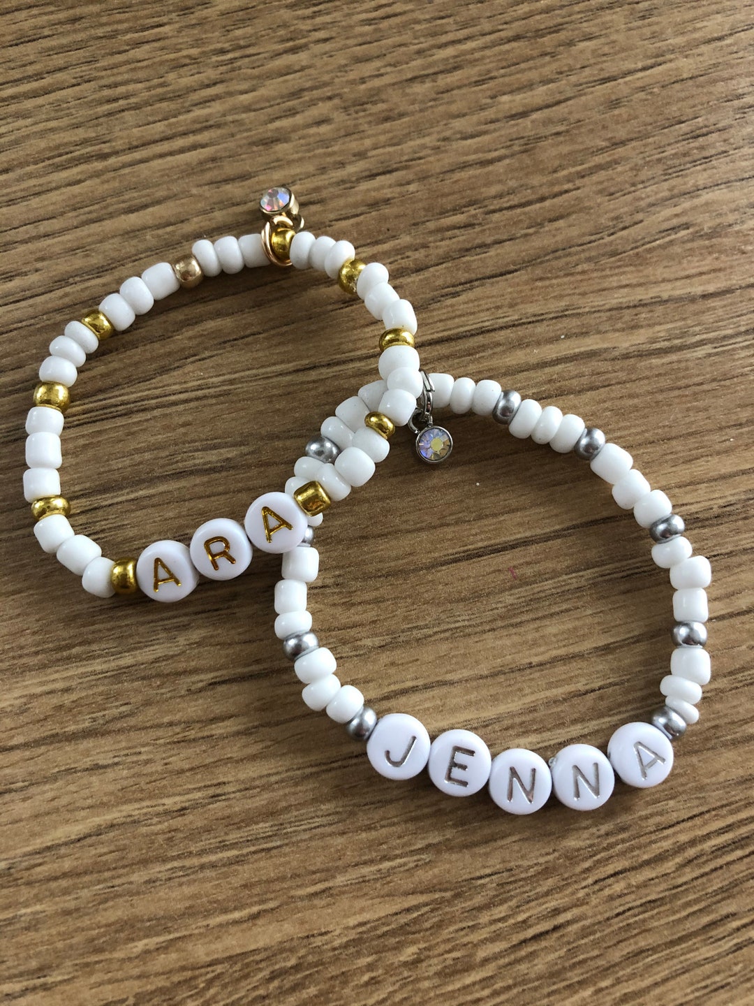 Nom personnalisé Bracelet perlé personnalisé/Bracelet perlé/Argent/Or ...