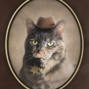 Custom 80's Retro Pet Portrait - Single Pet Oval Frame - Handcrafted ...