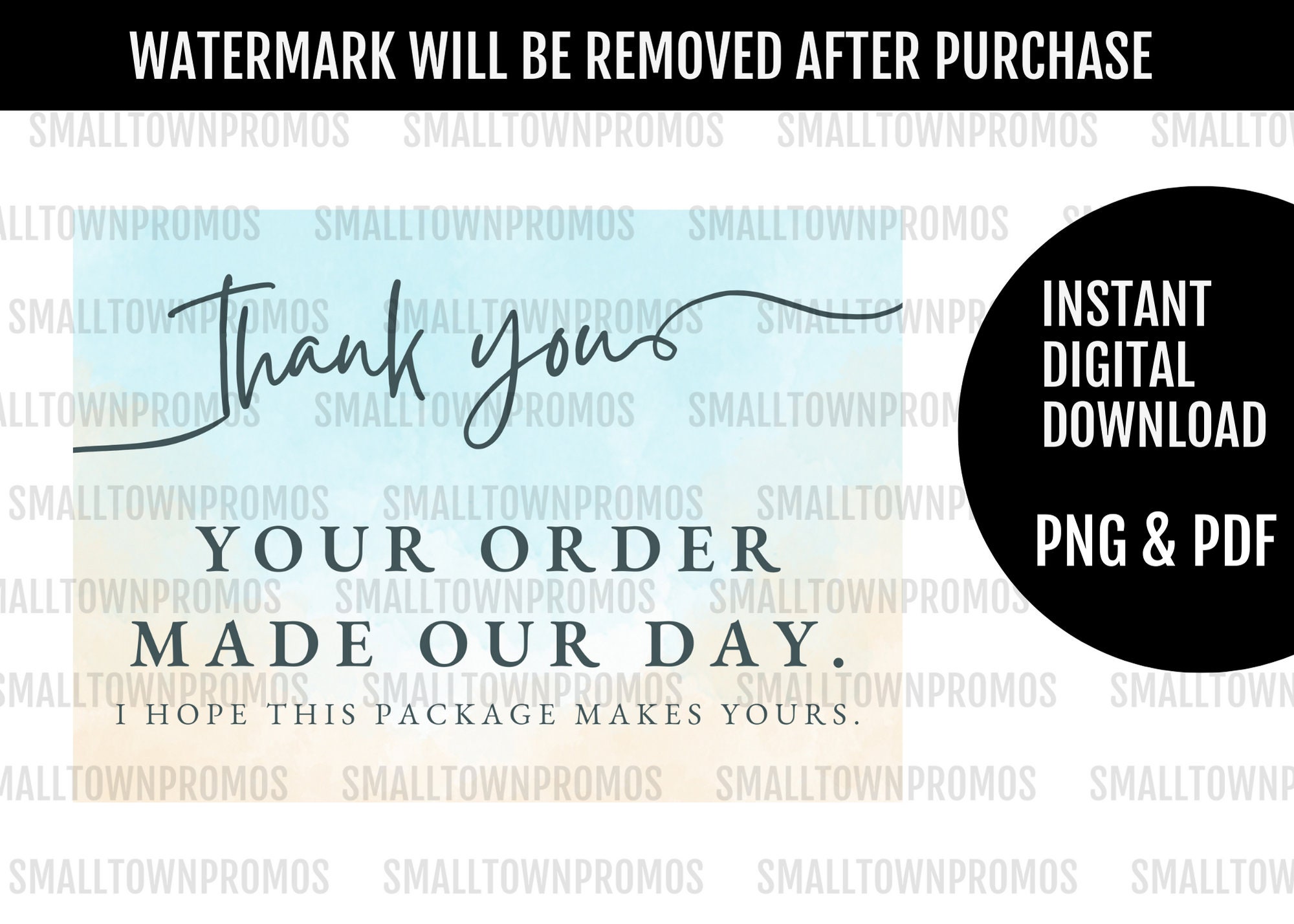 Thank You Card Digital Design PDF PNG Digital Download Thank You Small ...