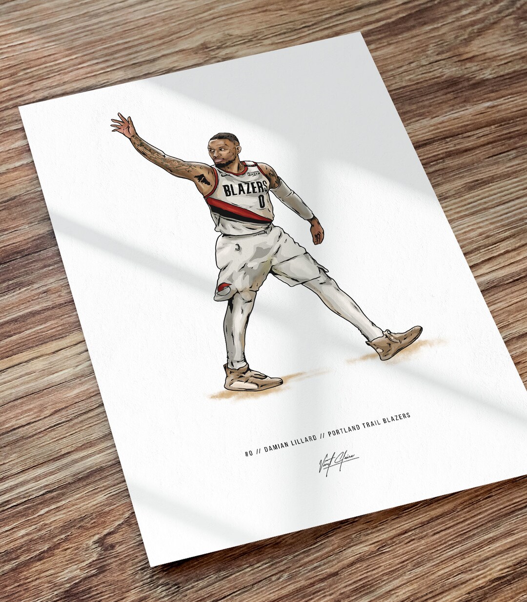 Damian Lillard Portland Trail Blazers Basketball Art Illustrated Print ...