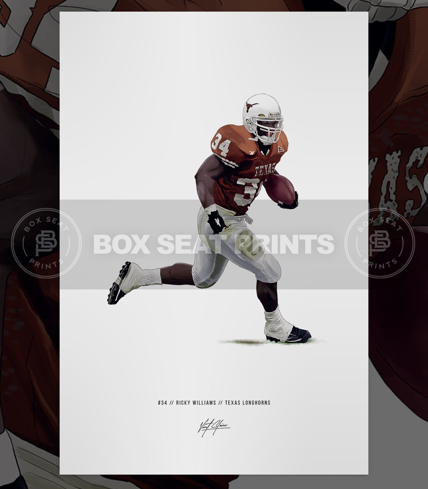 Digital Prints Art & Collectibles Ricky Williams Poster Ricky Williams ...