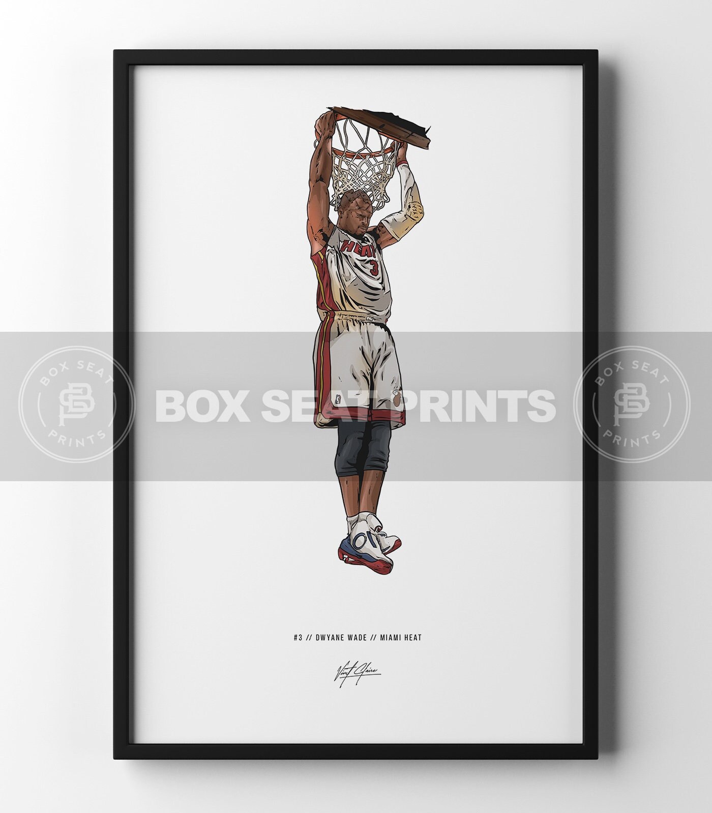 Dwyane Wade Miami Heat Basketball Art Illustrated Print | Etsy