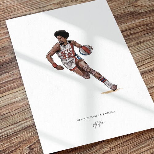 Julius Erving Dr J Philadelphia 76ers Art Illustrated Print - Etsy