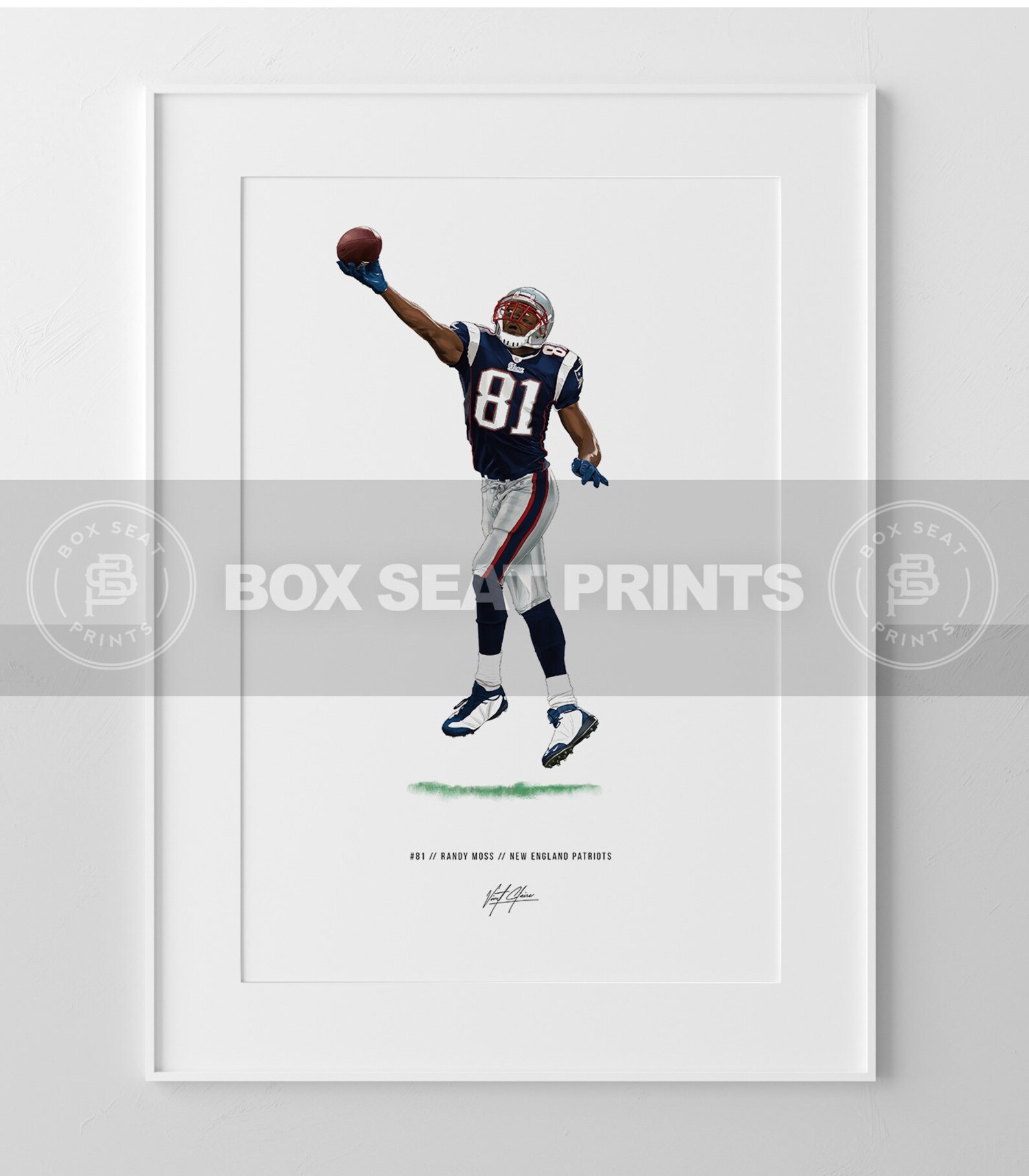 Randy Moss New England Patriots Football Illustrated Art - Etsy