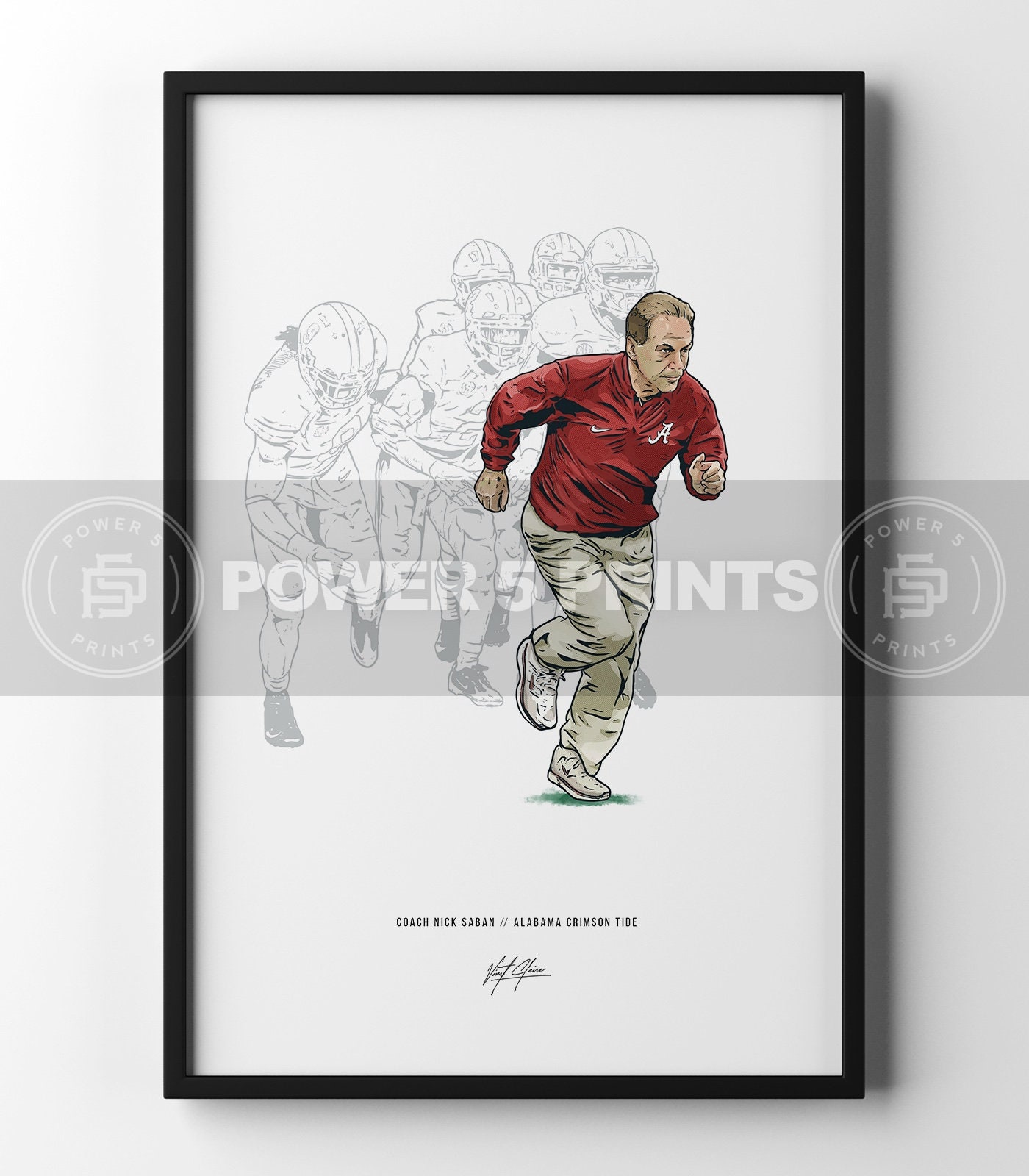 Nick Saban Alabama Crimson Tide Illustrated Art Print Poster | Etsy
