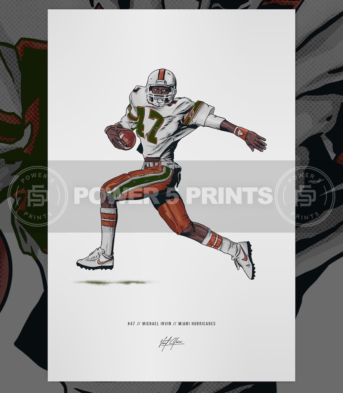 Michael Irvin Miami Hurricanes Football Illustrated Poster | Etsy