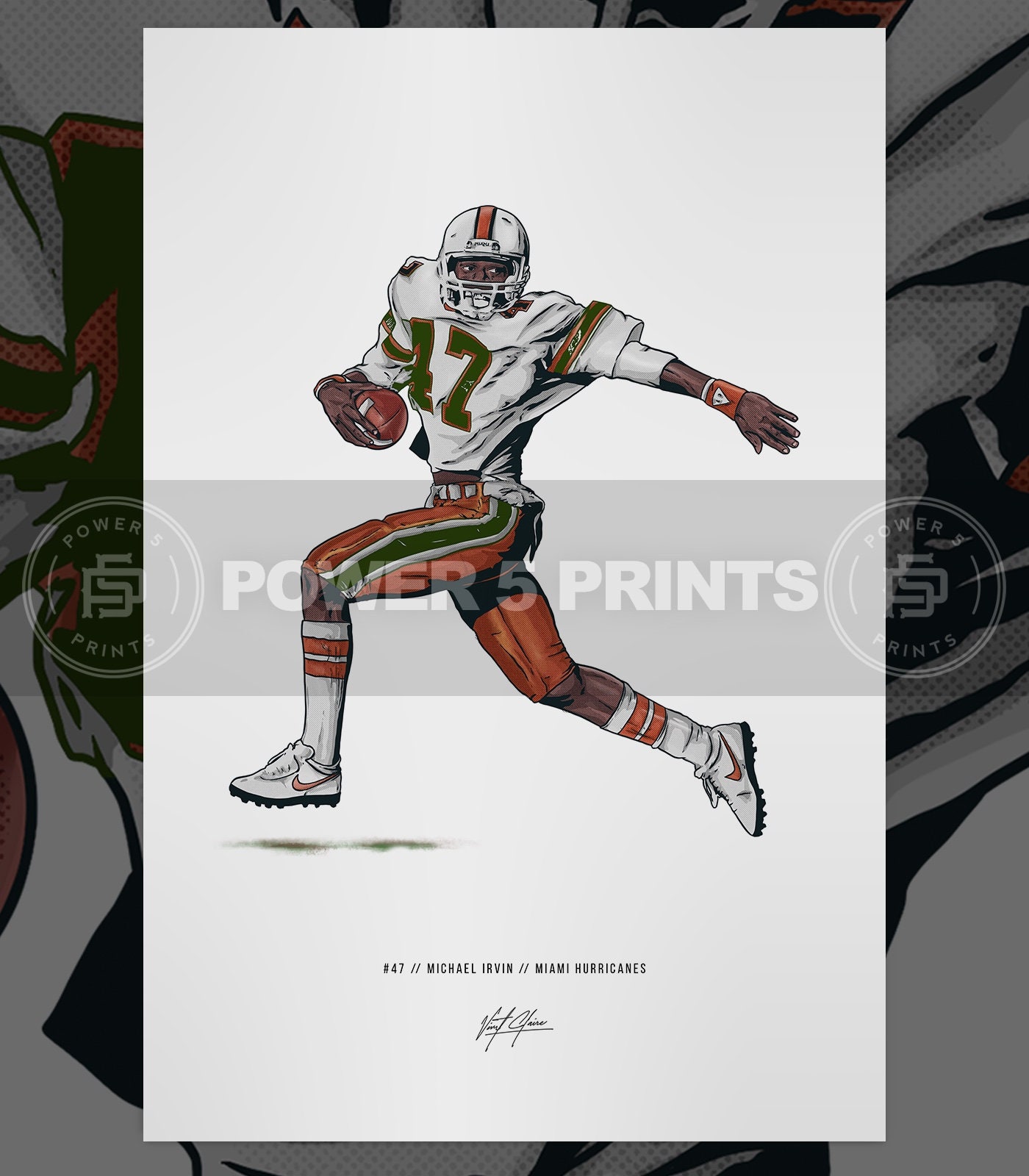 Michael Irvin Miami Hurricanes Football Illustrated Poster | Etsy