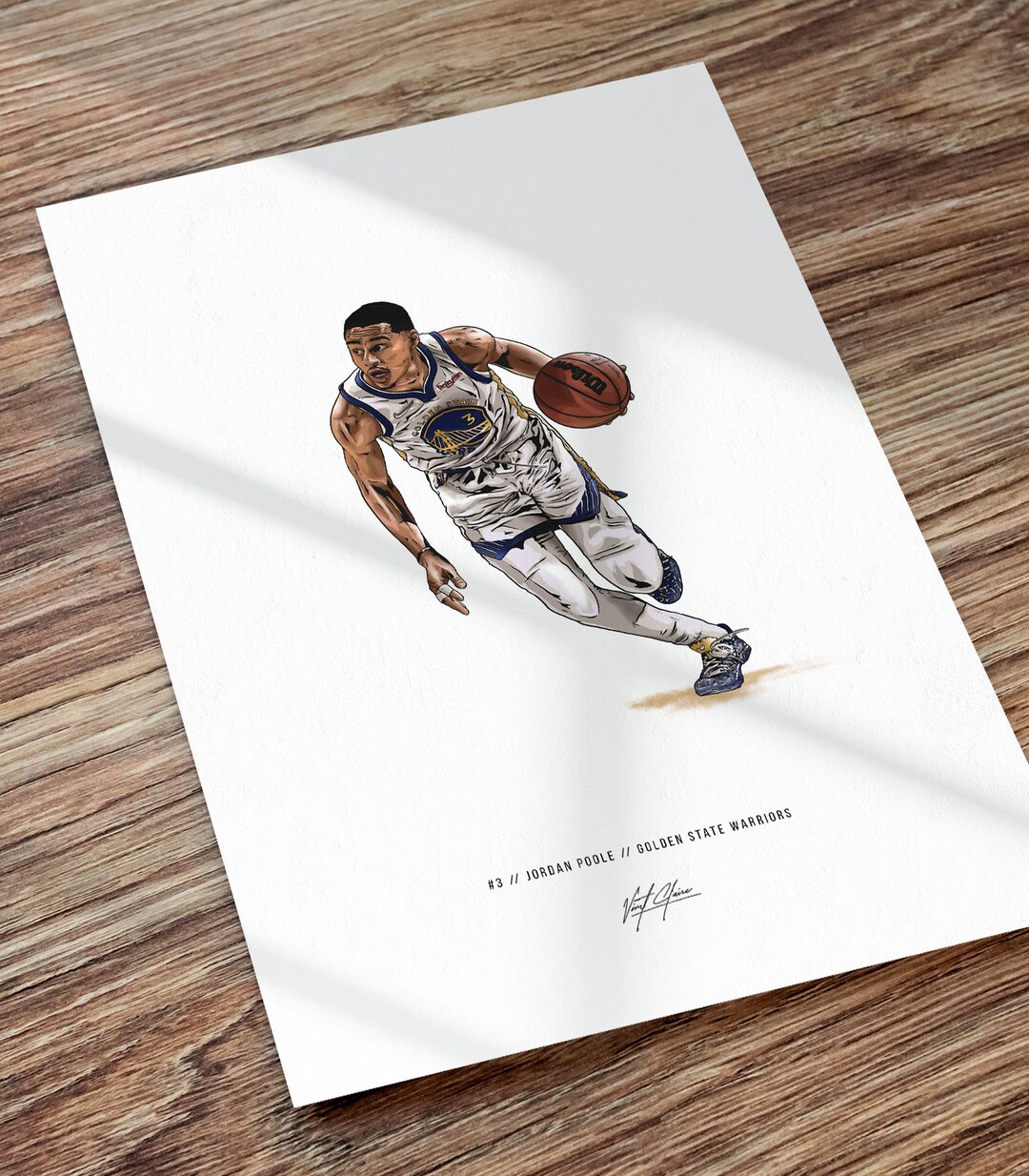Jordan Poole Golden State Warriors Basketball Art Illustrated Print ...