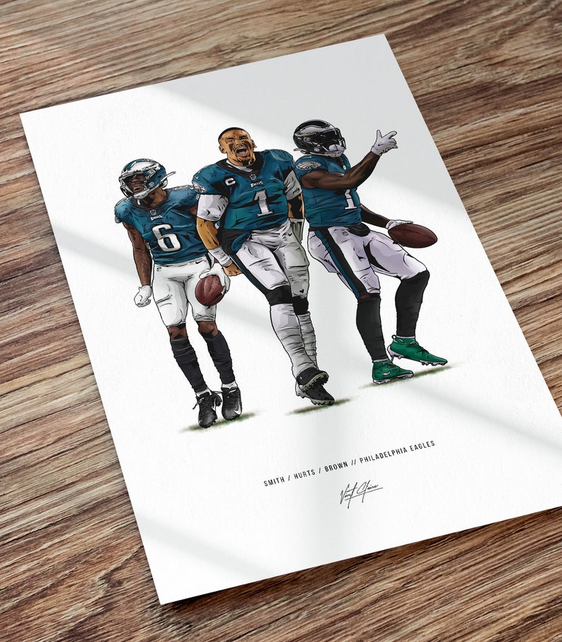 Jalen Hurts Devonta Smith AJ Brown Philadelphia Eagles - Etsy