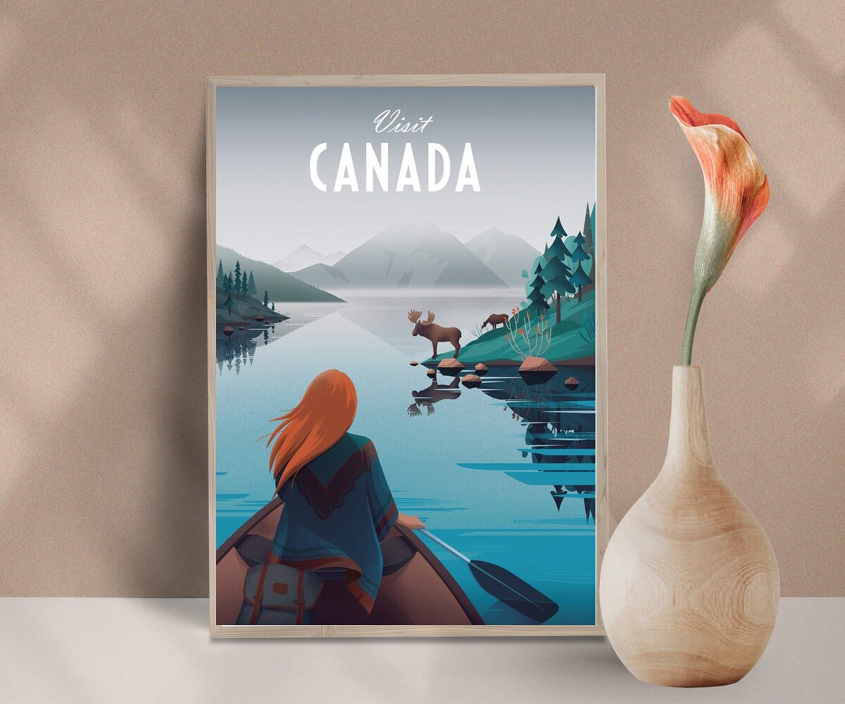 Visit to Canada Vintage Travel Poster Vintage Canada Travel | Etsy