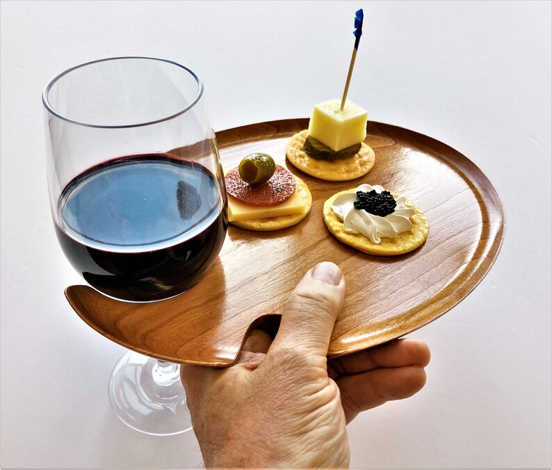 Set of 4 Custom Engraved Handheld Wine Trays, Personalized Wine and ...