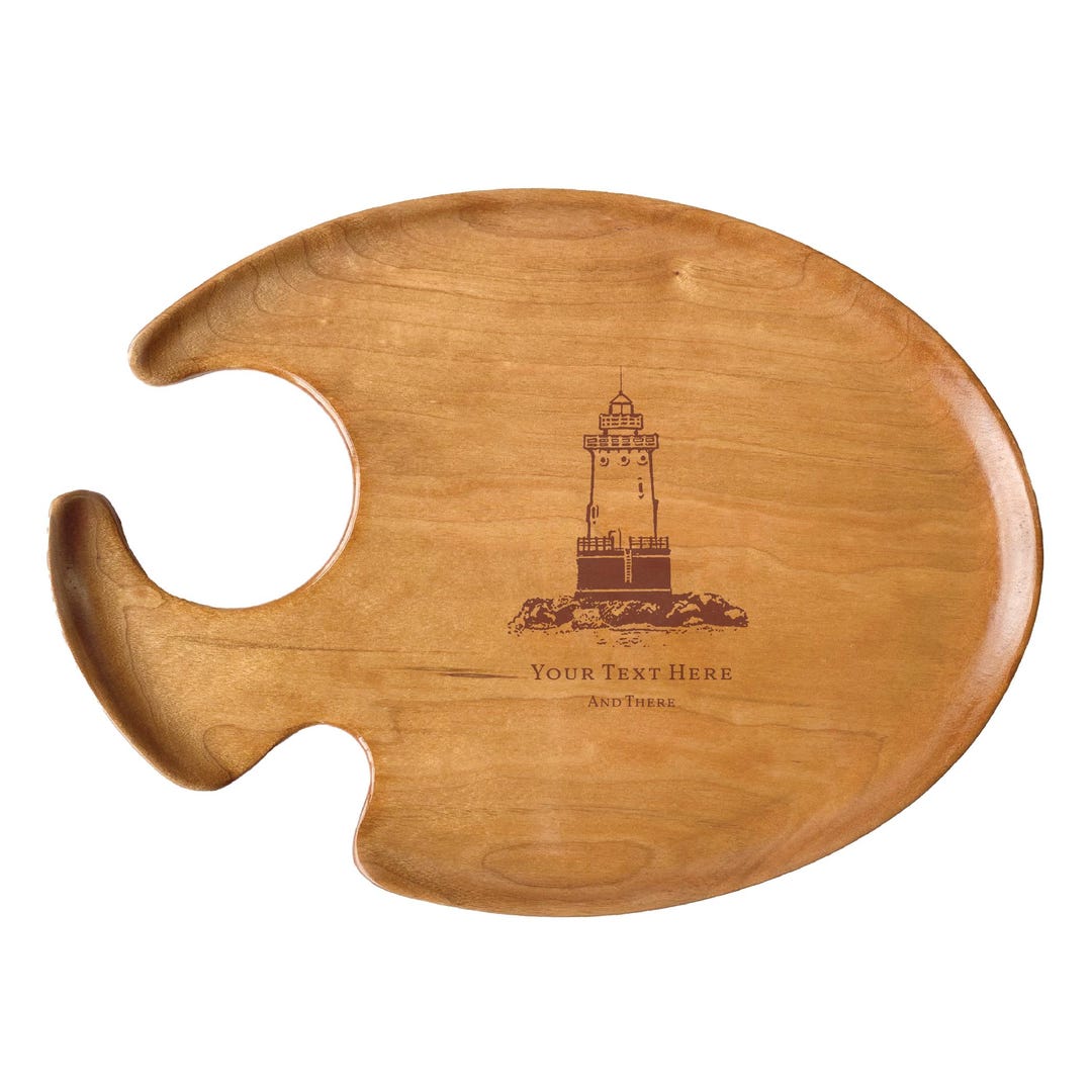 Personalized Lighthouse Engraved Wine Tray, Custom Handheld Wine Holder ...
