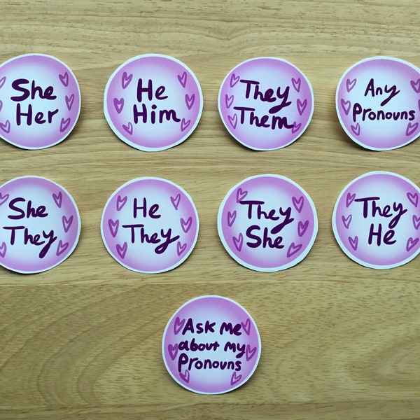 Pronoun Stickers - Etsy UK