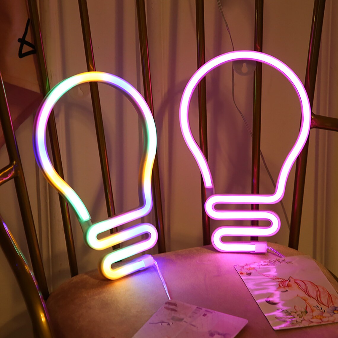 Señal de neón de bombilla luz de neón LED bulbo de idea arte | Etsy