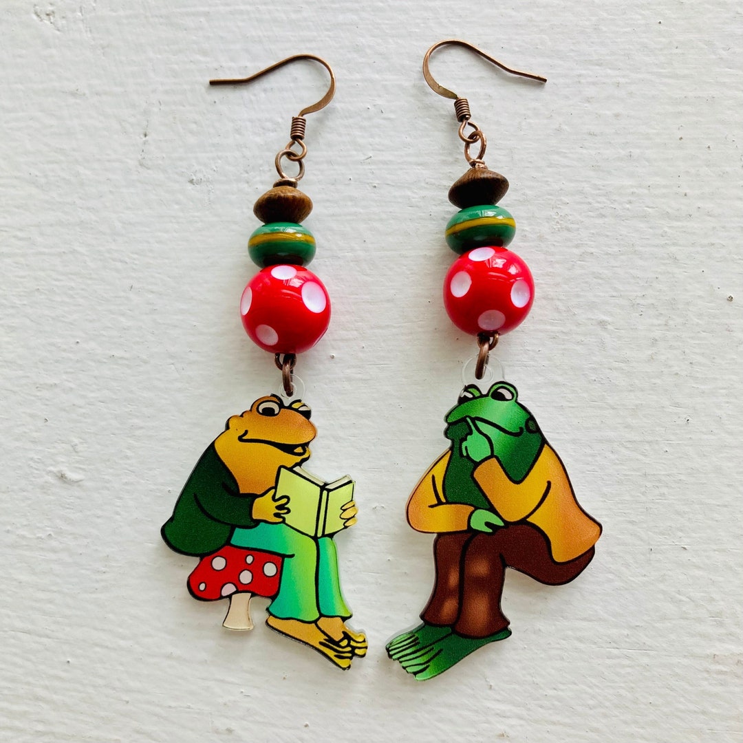 Frog and Toad Earrings // Mixed Materials Acrylic Beads - Etsy