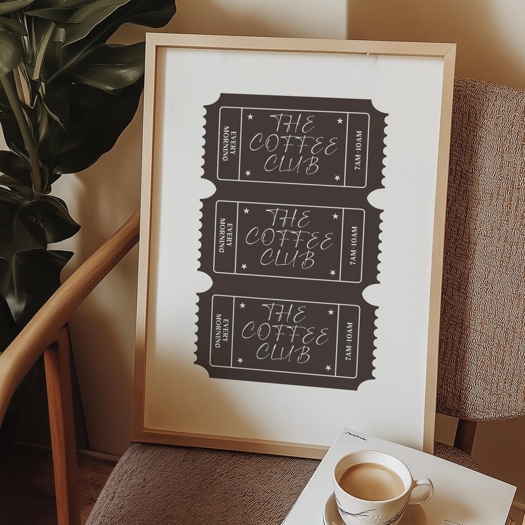 The Coffee Club Ticket Printable - Vintage Coffee Voucher, Morning ...