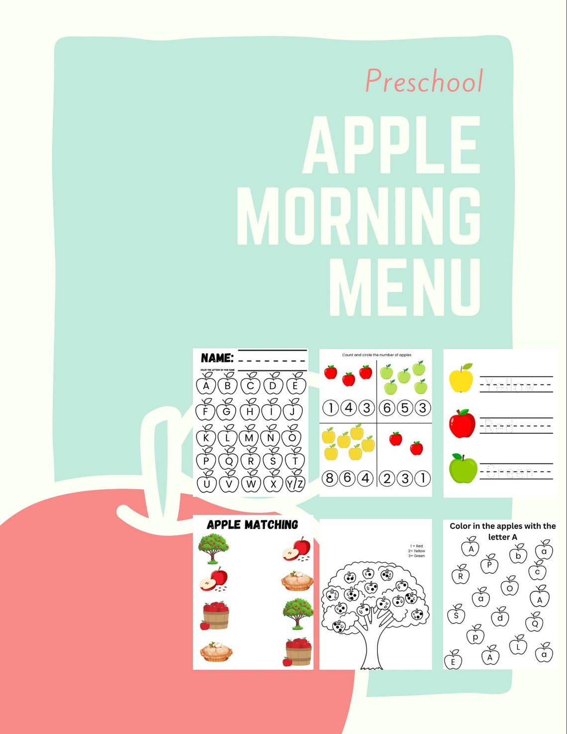 Apple Themed Preschool Morning Menu Workbook - Etsy