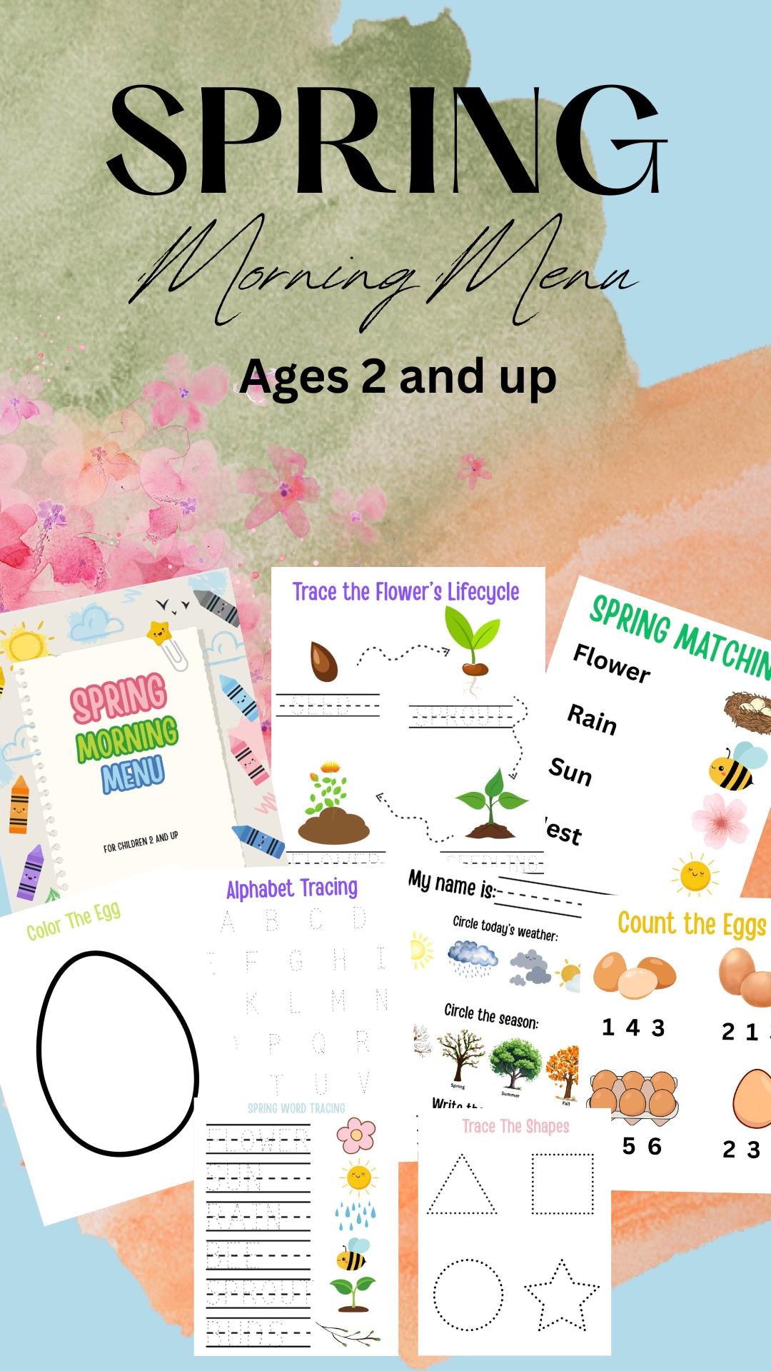 Spring Themed Preschool Morning Menu Workbook - Etsy