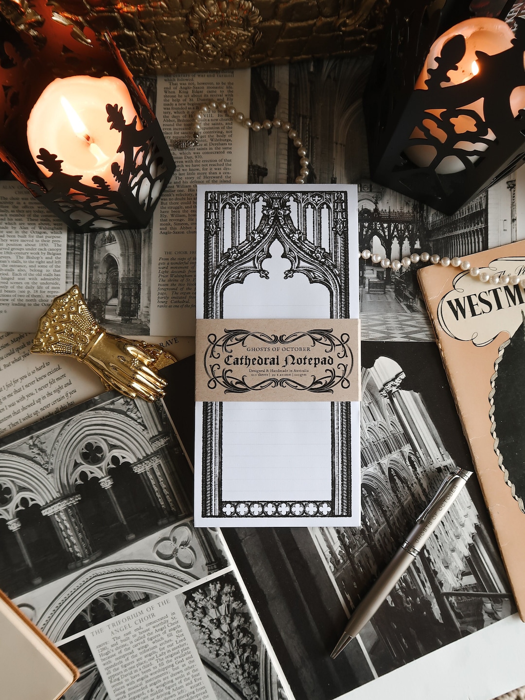 Cathedral Notepad WHITE Gothic Stationery Gothic Architecture Goth ...