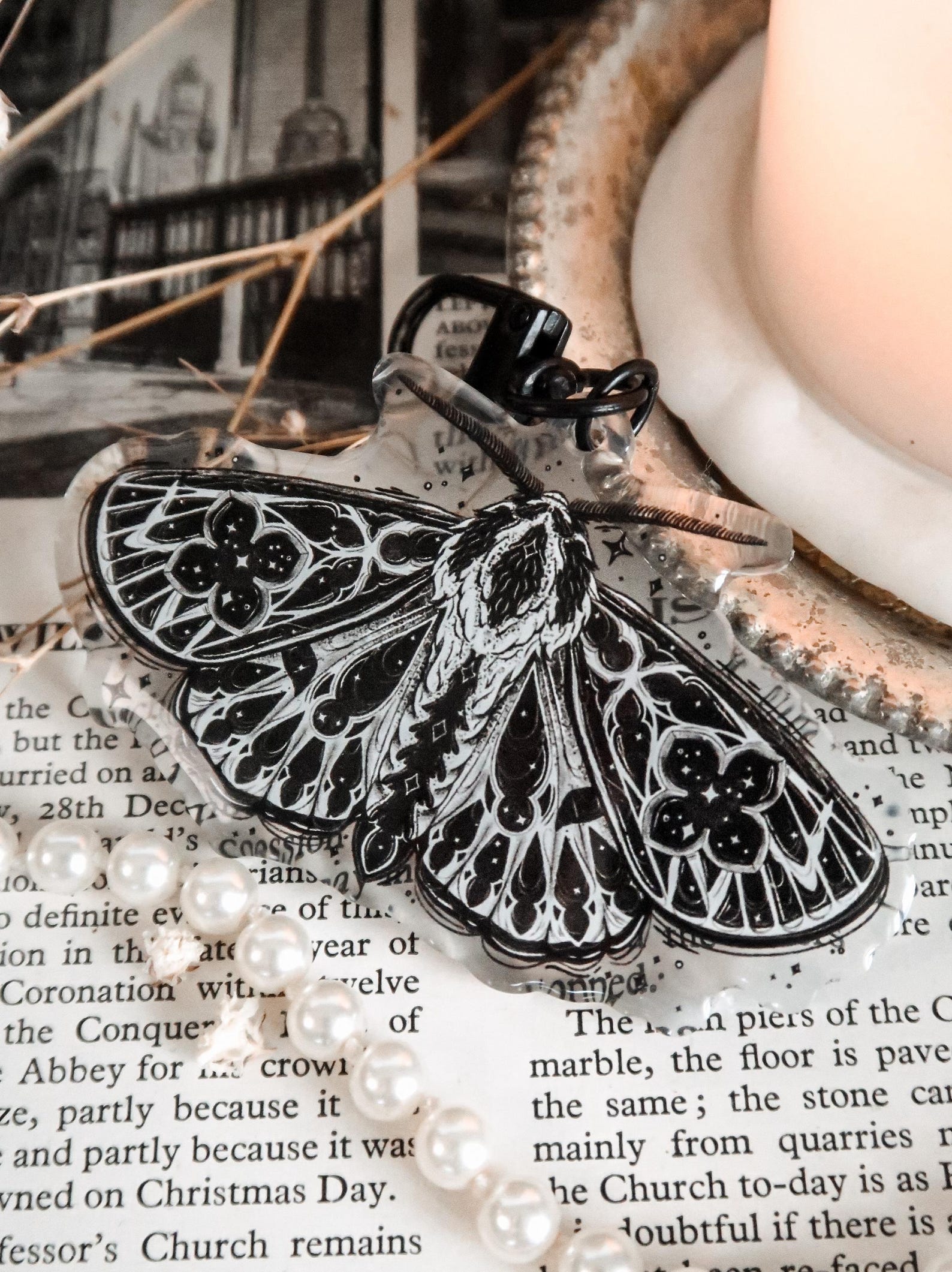 The Cloister Moth Keychain - Moth Keychain | Entomology Art | Gothic ...