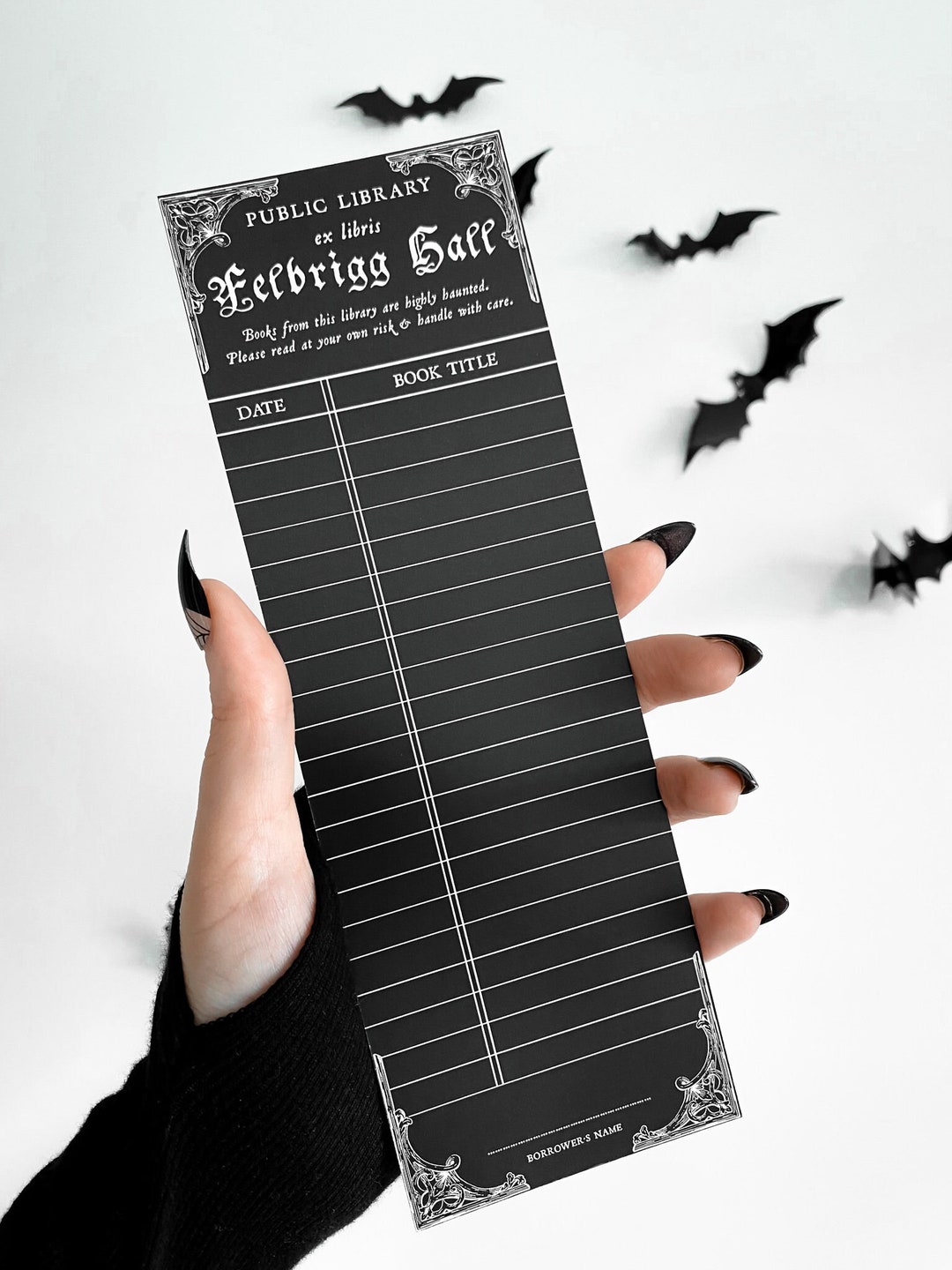 Gothic Haunted Library Card Bookmark Haunted Library Bookish Ghost ...