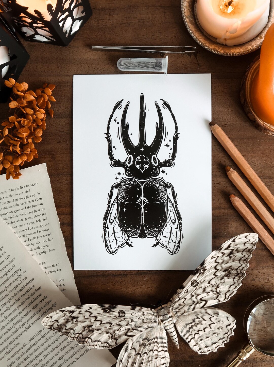 Basilica Beetle Gothic Print | Dark Art | Beetle Illustration | Spooky ...