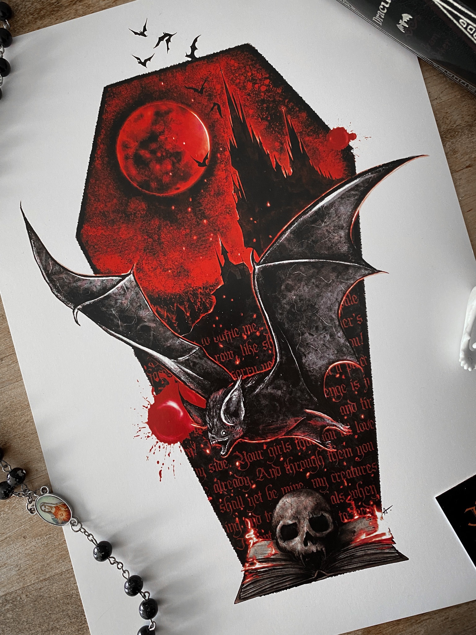 The Bat Print Gothic Art Dracula Vampire Halloween | Etsy