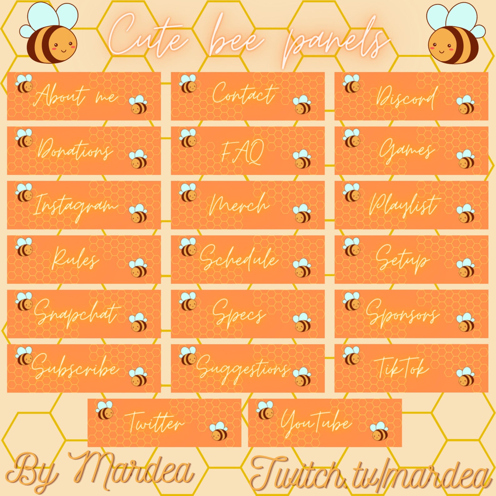 Cute Bee Panels - Twitch Panels - Etsy