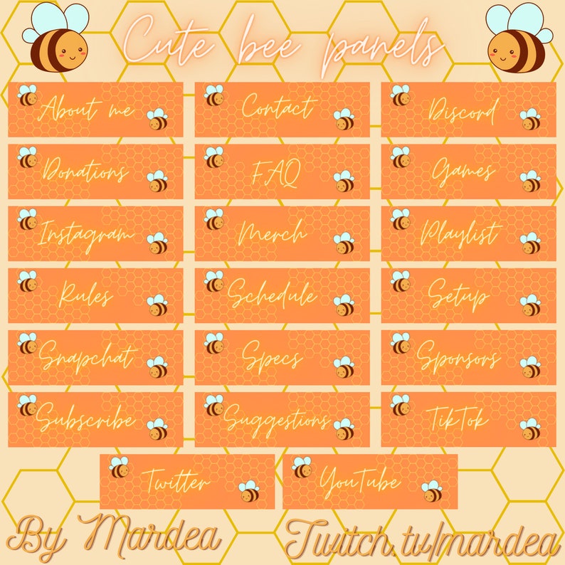 Cute Bee Panels - Twitch Panels - Etsy