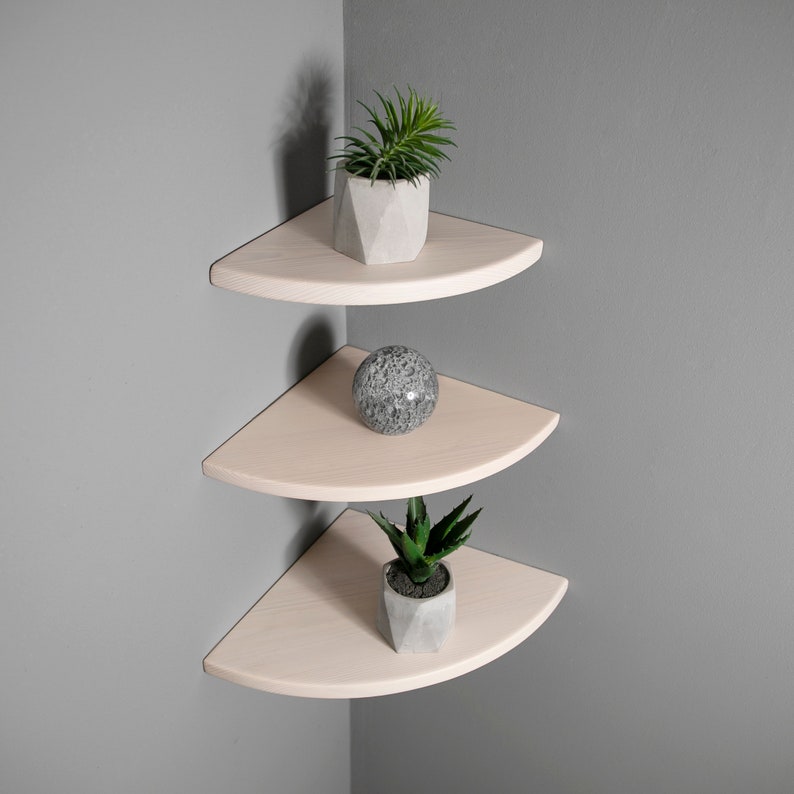 Floating Shelves Half Round Shelf Pine Wood Shelves Rustic Corner Wall ...