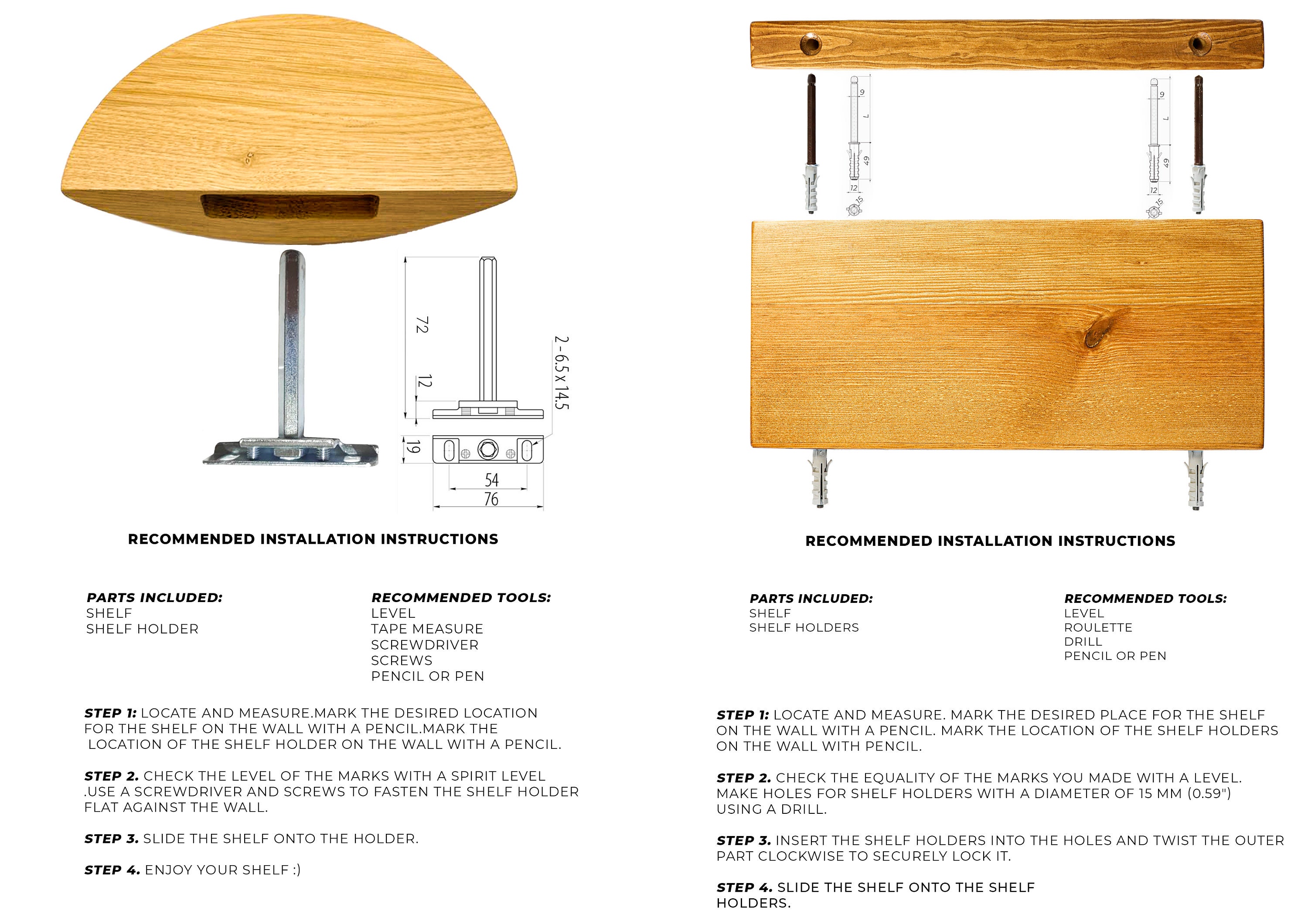 Floating Shelves Half Circle Wooden Shelf Unique Housewaming Gift Oak ...