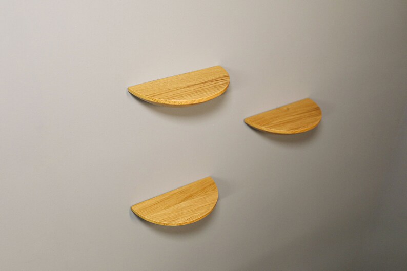 Handmade Floating Half-circle Natural Oak Shelves With Mounting ...