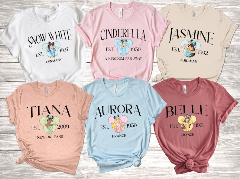 Disney Princess Belle, Tiana, Elsa, Anna, Jasmine, Ariel, Aurora ...