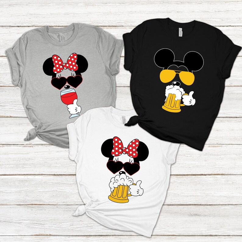Mickey and Minnie Drinking Around the World Shirt: Epcot Matching Tee ...