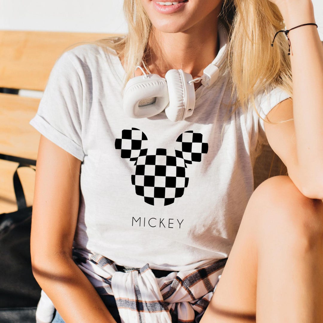 Mickey Mouse Checkered Shirt, Disney Checkered Shirt, Mickey Racer ...