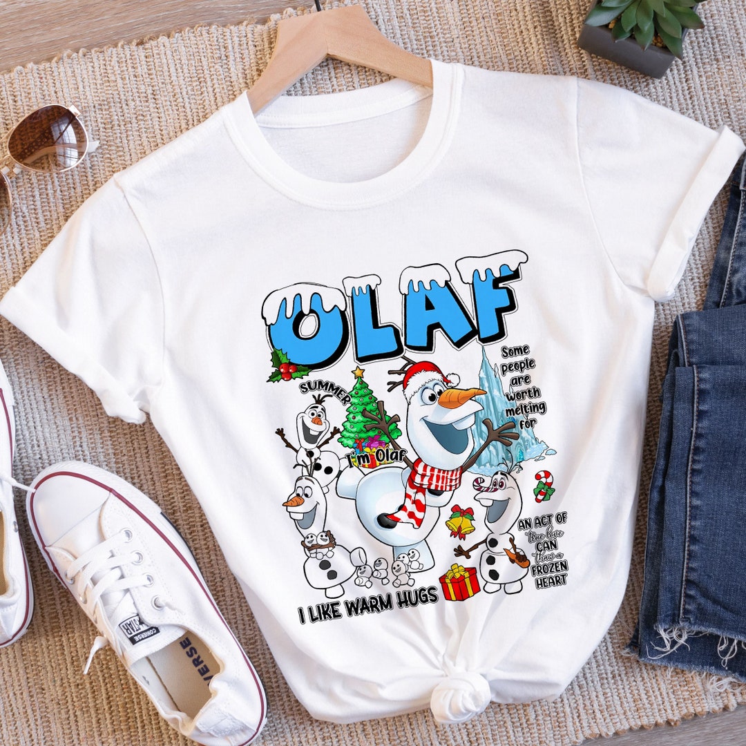 Frozen Olaf Snowman Christmas Santa Hat Tee, Olaf Christmas Shirt ...