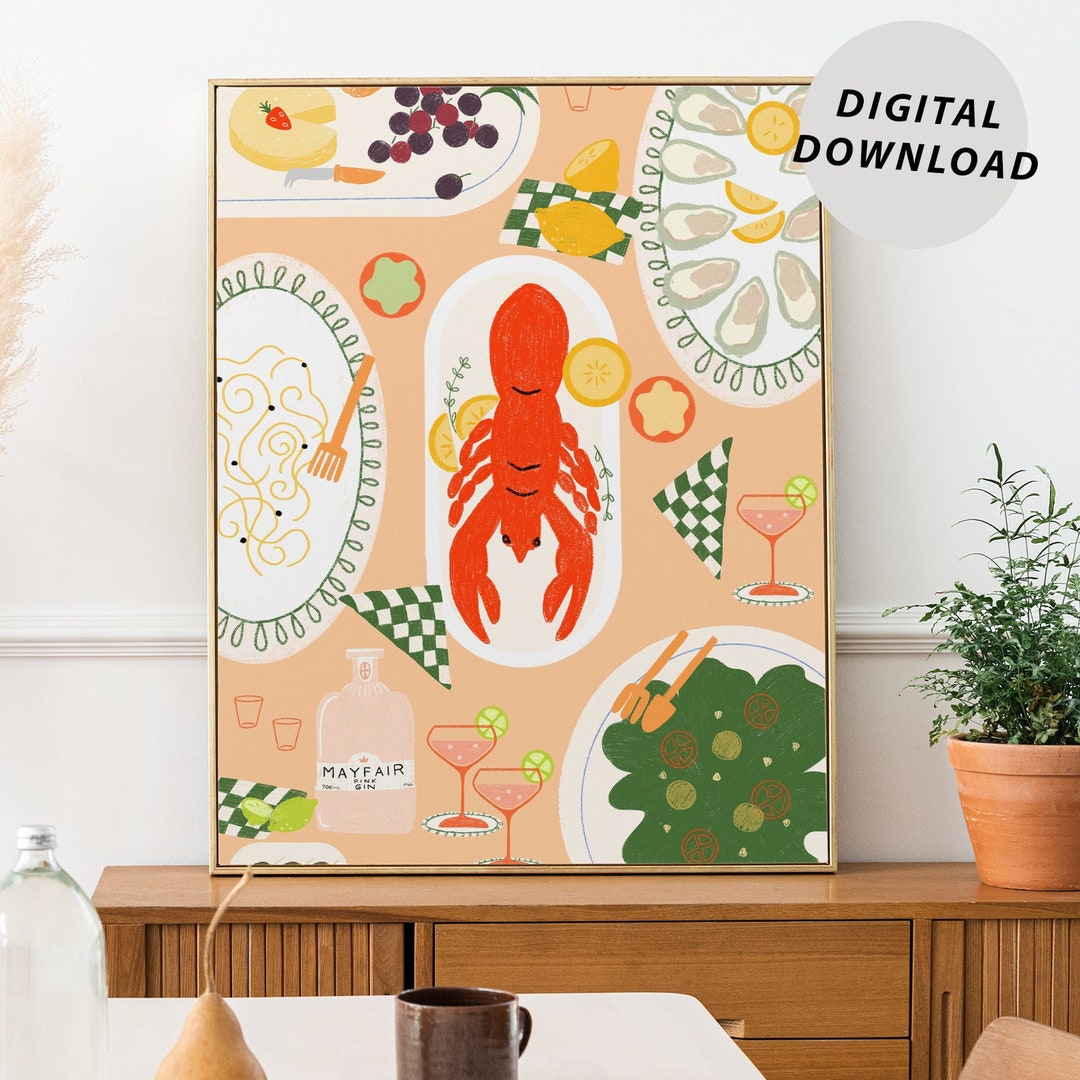 Lobster Feast Food Art Print A3, A4, A5 DIGITAL DOWNLOAD - Etsy