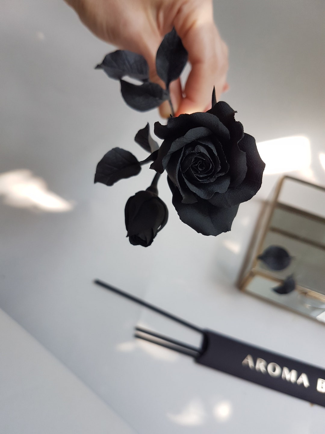 Black Rose Flower Reed Diffuser Black Bathroom Accessories - Etsy