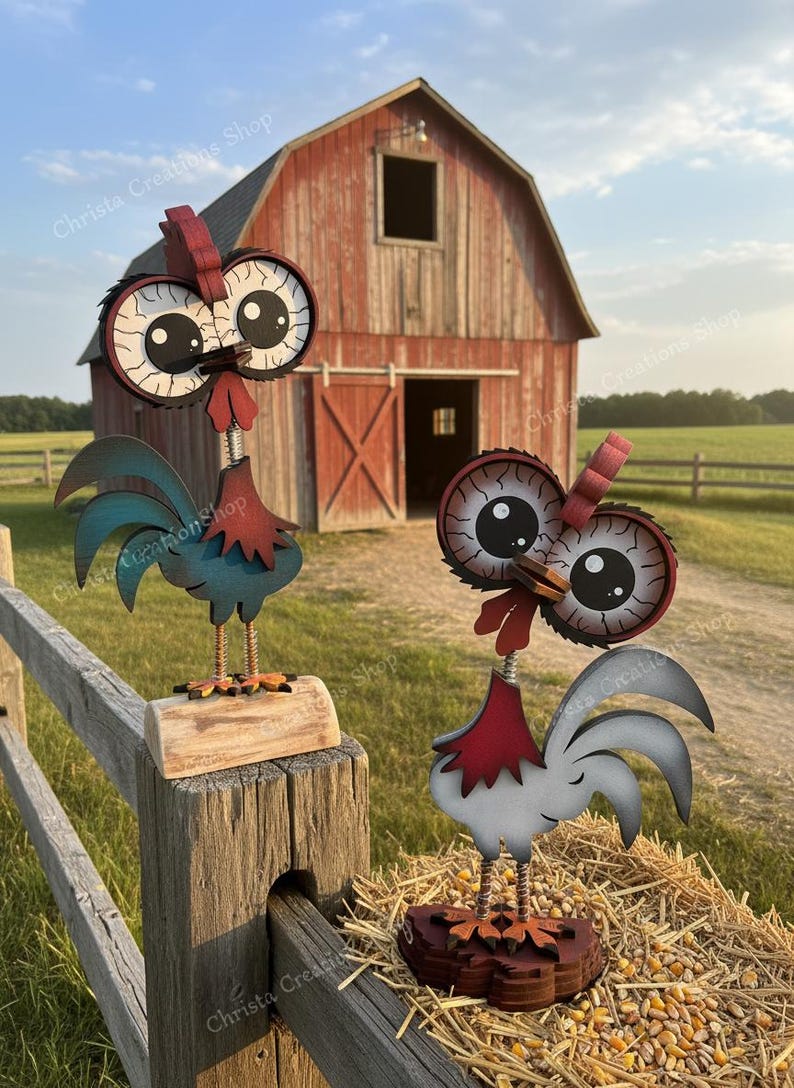 Chicken Bobblehead SVG | Layered Wood Laser Cut File (digital Download ...
