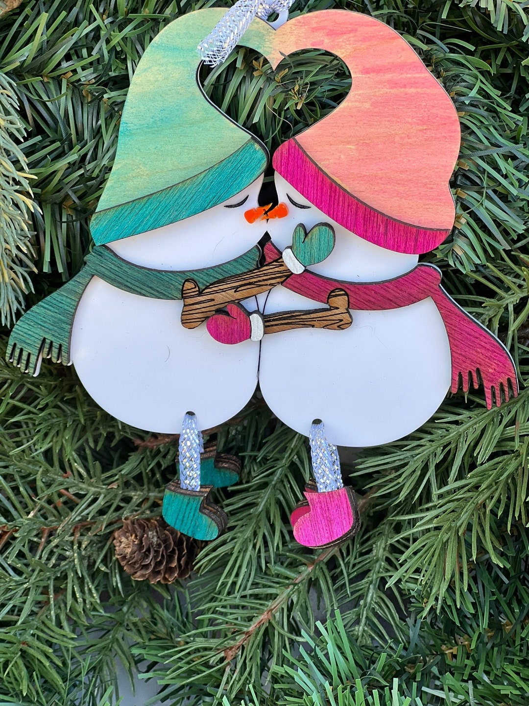 Kissing Snow Couple Ornament Snowman Design SVG Download, No Product - Etsy