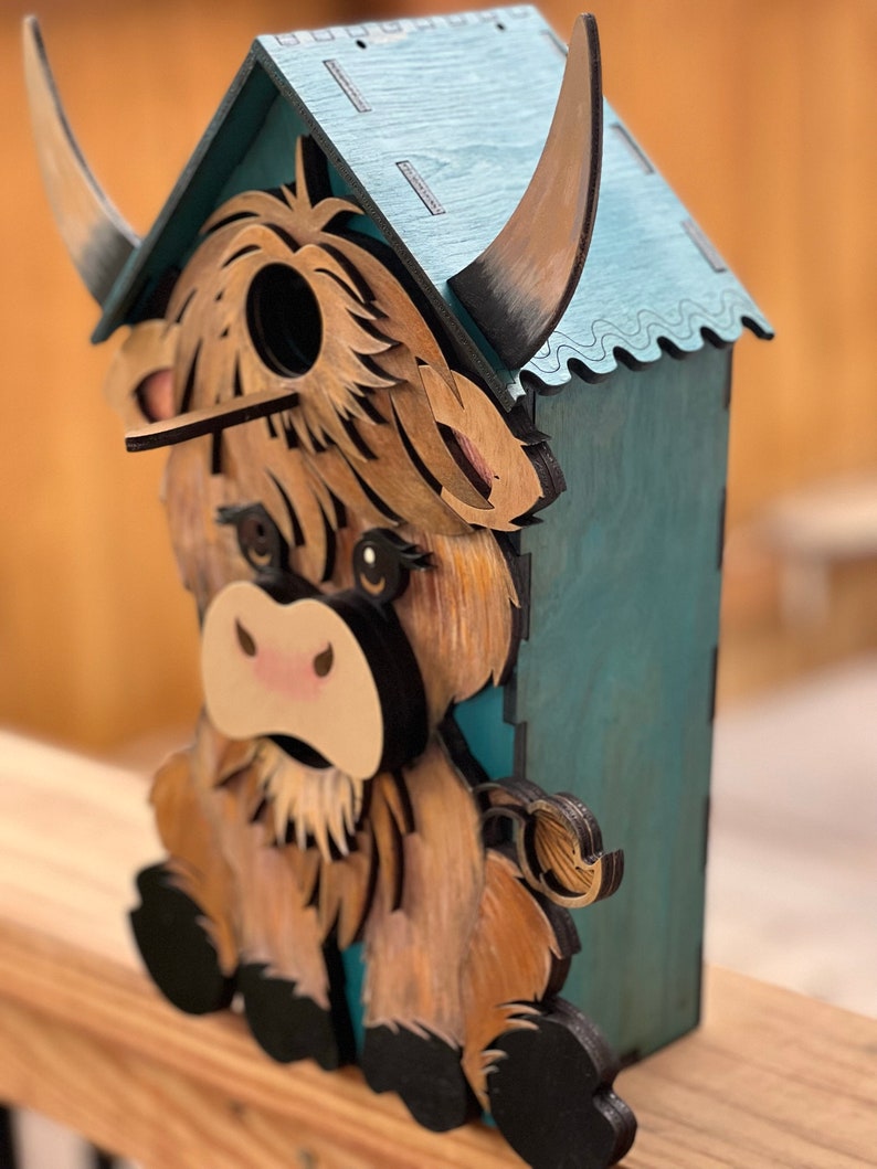 Highland Cow Birdhouse SVG Laser Cut File (5mm & 3mm Digital Download ...