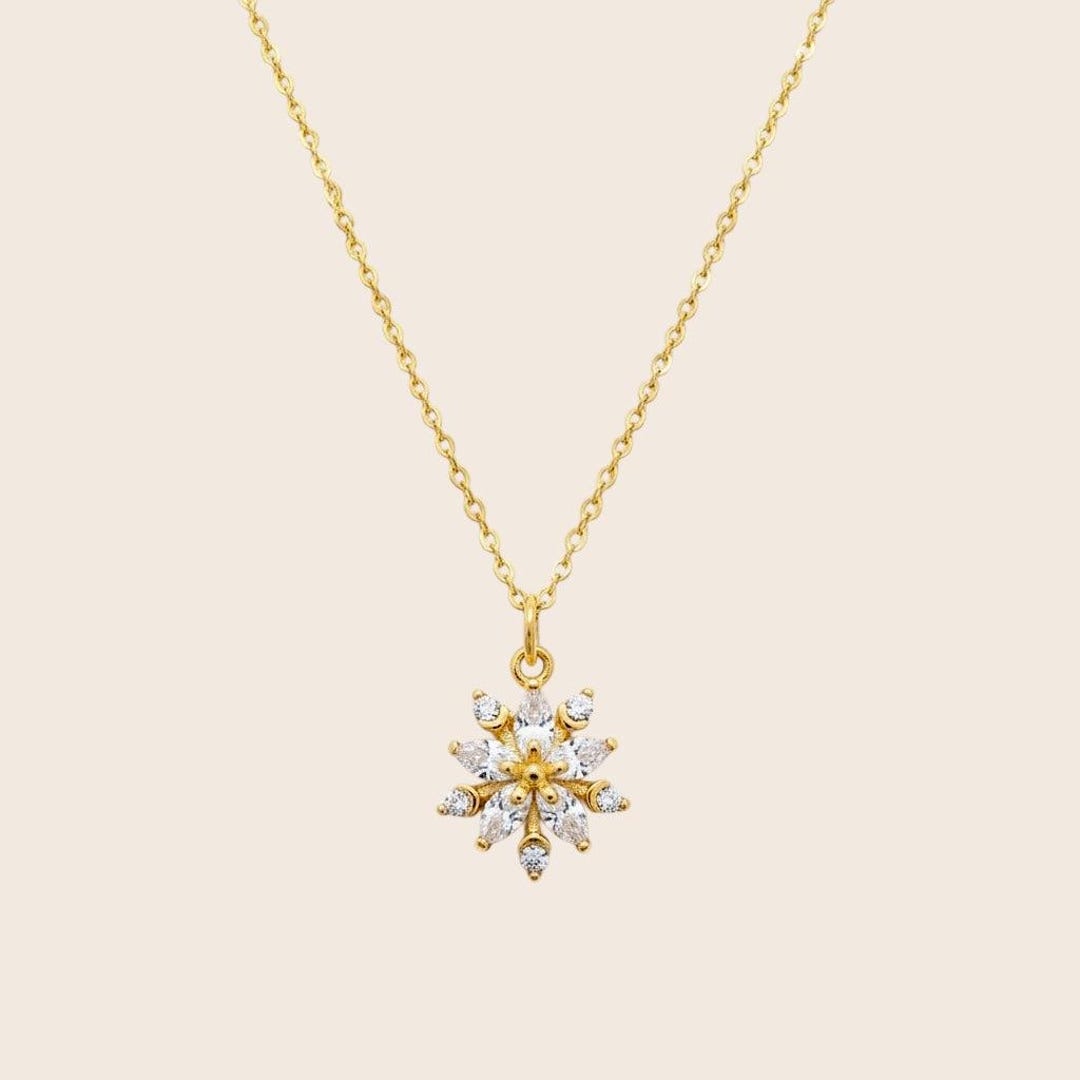 Snowflake Necklace – Subtle Snowflake Design With Cubic Zirconia, Made ...